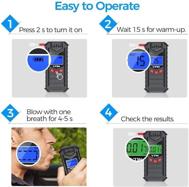 [BNIB] VTIN (CA141A) Rechargeable Alcohol Breathalyzer, Foldable Breath ...