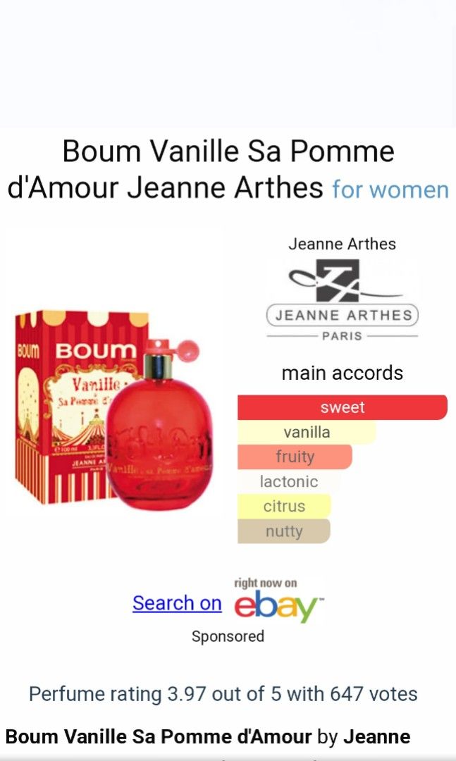Boum Vanille Sa Pomme d'Amour 100ml by JEANNE ARTHES (ORI RIJECT TANPA TUTUP) on Carousell