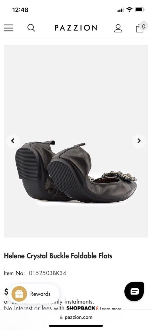 Brand new Pazzion Helene Crystal Buckle Foldable Flats, Women's Fashion ...