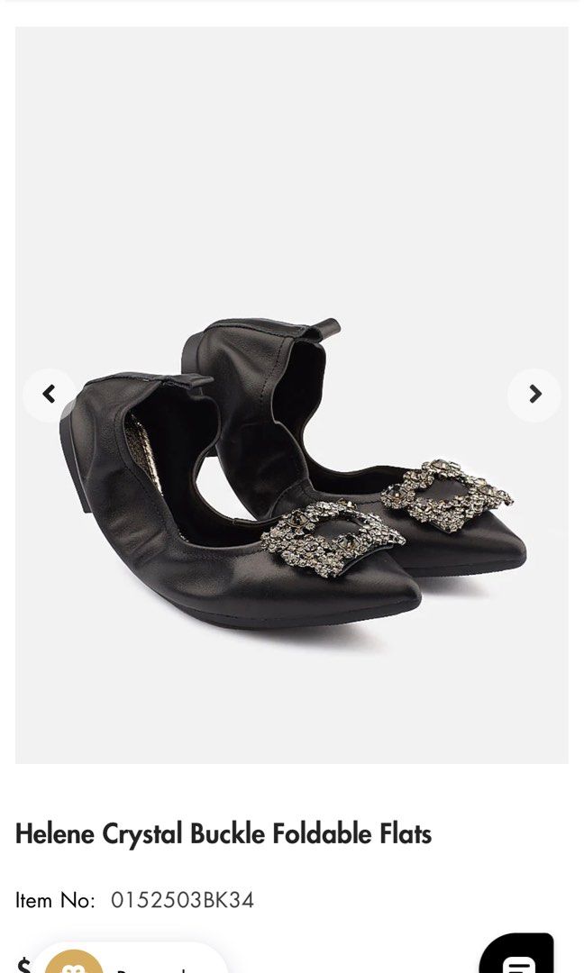 Brand new Pazzion Helene Crystal Buckle Foldable Flats, Women's Fashion ...