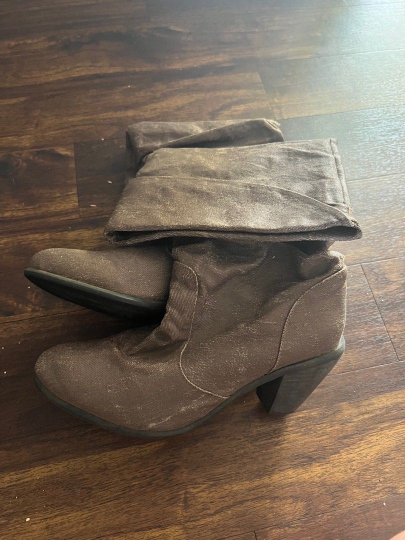 brown aged vintage high boots 36, Women's Fashion, Footwear, Boots on ...
