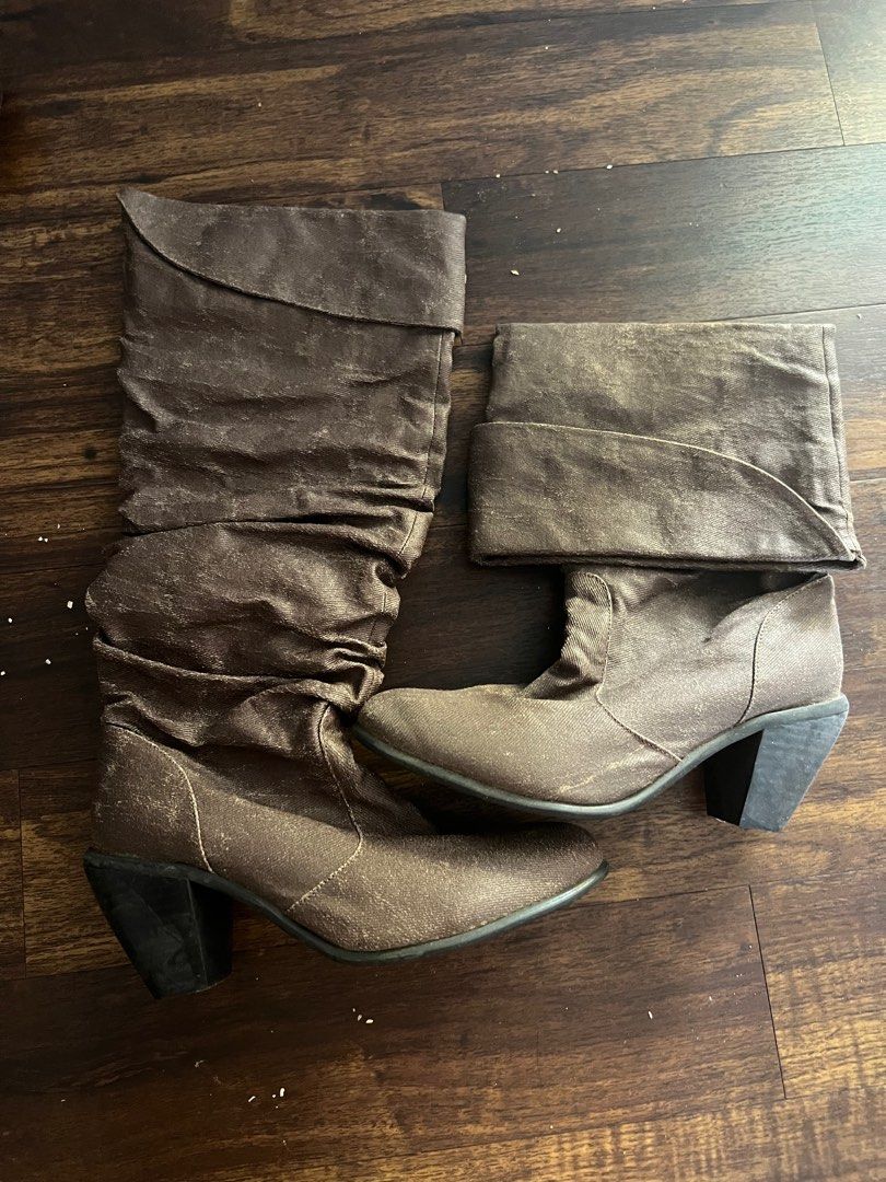 brown aged vintage high boots 36, Women's Fashion, Footwear, Boots on ...