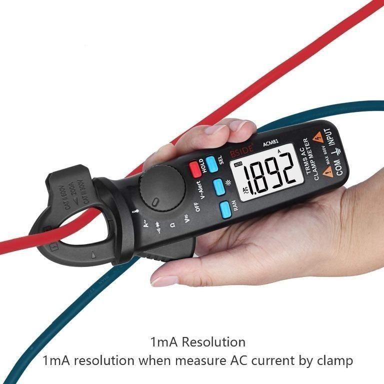 BSIDE ACM81 Clamp Meter Multimeter 1mA AC Current True RMS Auto-Ranging ...