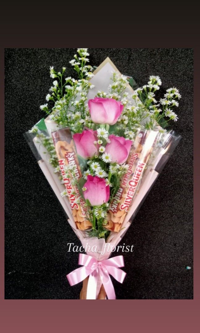 Buket bunga mawar +silver queen, Perkebunan di Carousell