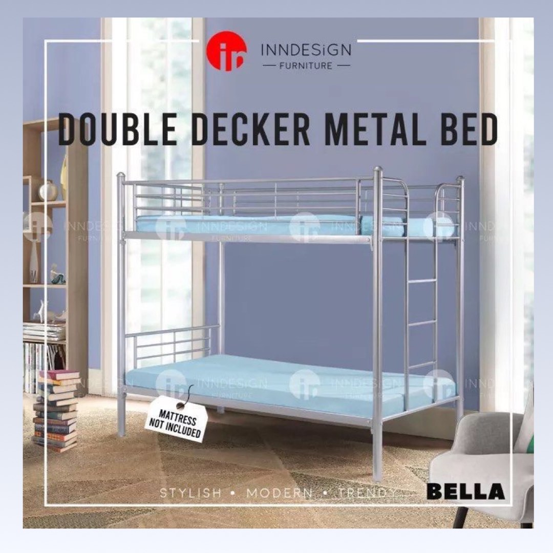 Bunk Bed double decker ready stock metal bed, Furniture & Home Living ...