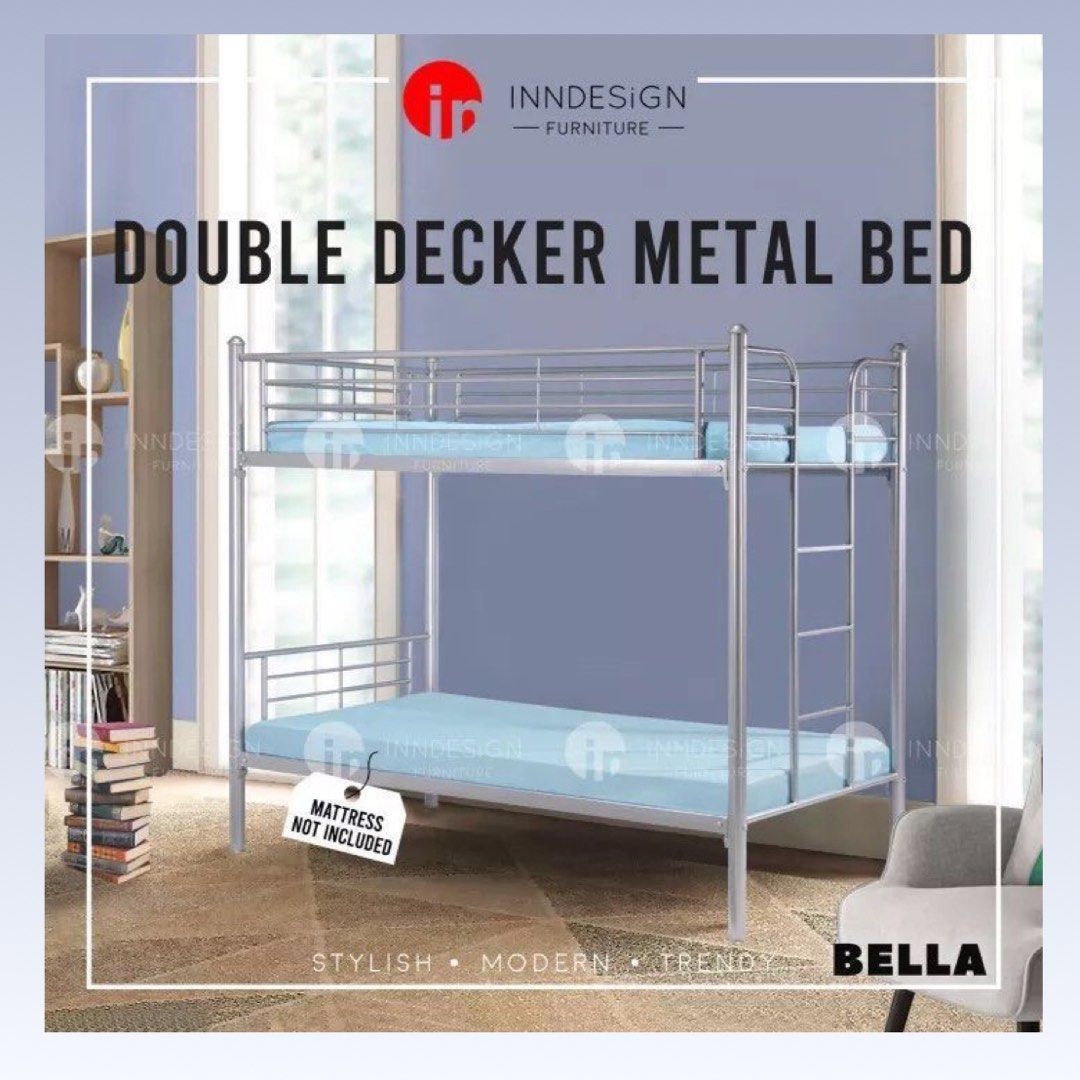 Bunk Bed double decker ready stock metal bed, Furniture & Home Living ...