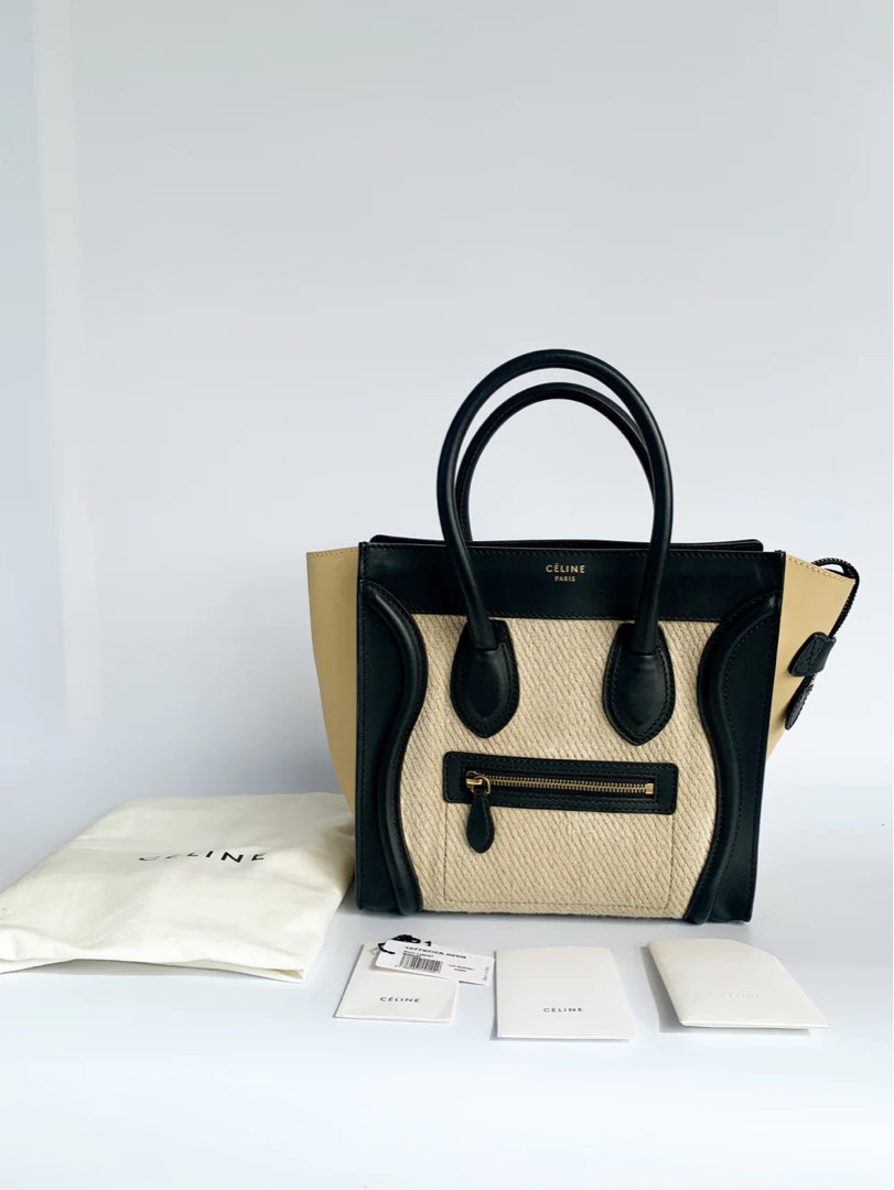 Celine Micro Luggage Raffia Calfskin, Luxury, Bags & Wallets on Carousell