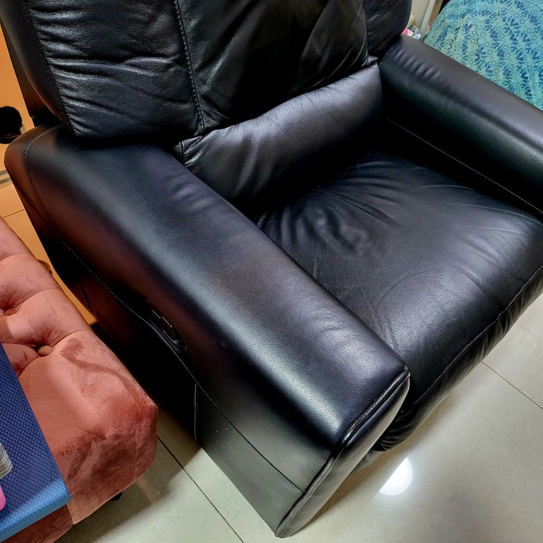 Cellini Black Leather Recliner Single Armchair Sofa in Full Leather ...