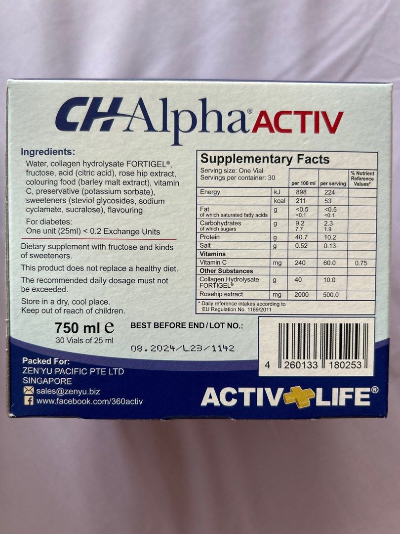 CH Alpha ACTIV collagen fortigel, Health & Nutrition, Health Supplements, Vitamins & Supplements ...