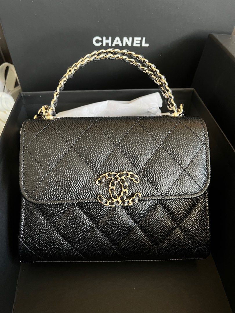 原單！Chanel 23b 23a 23p 23s dark beige 奶茶焦糖caviar kelly bag handle 黑色手柄荔枝 ...