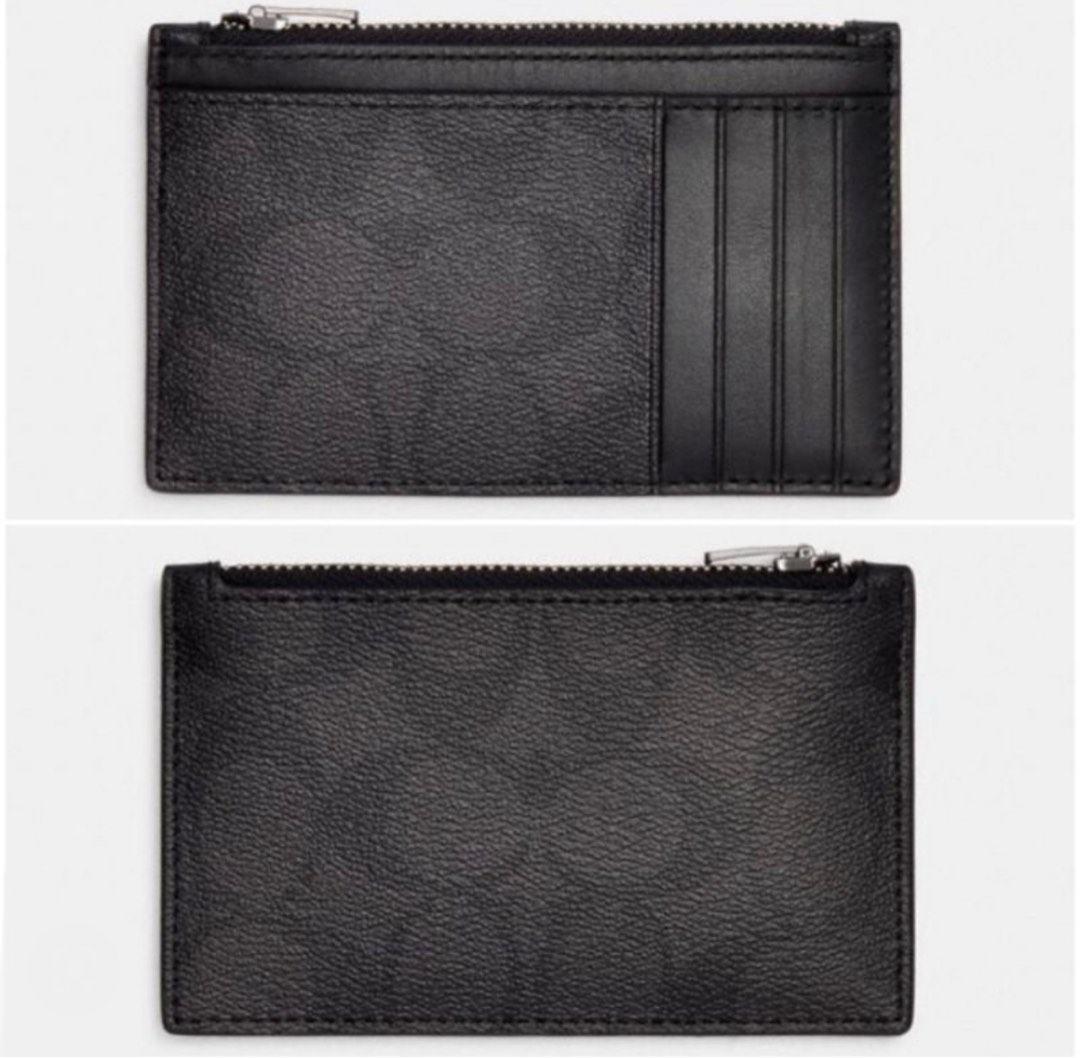 Coach zip card case in signature canvas C4281 Black, Men's Fashion ...