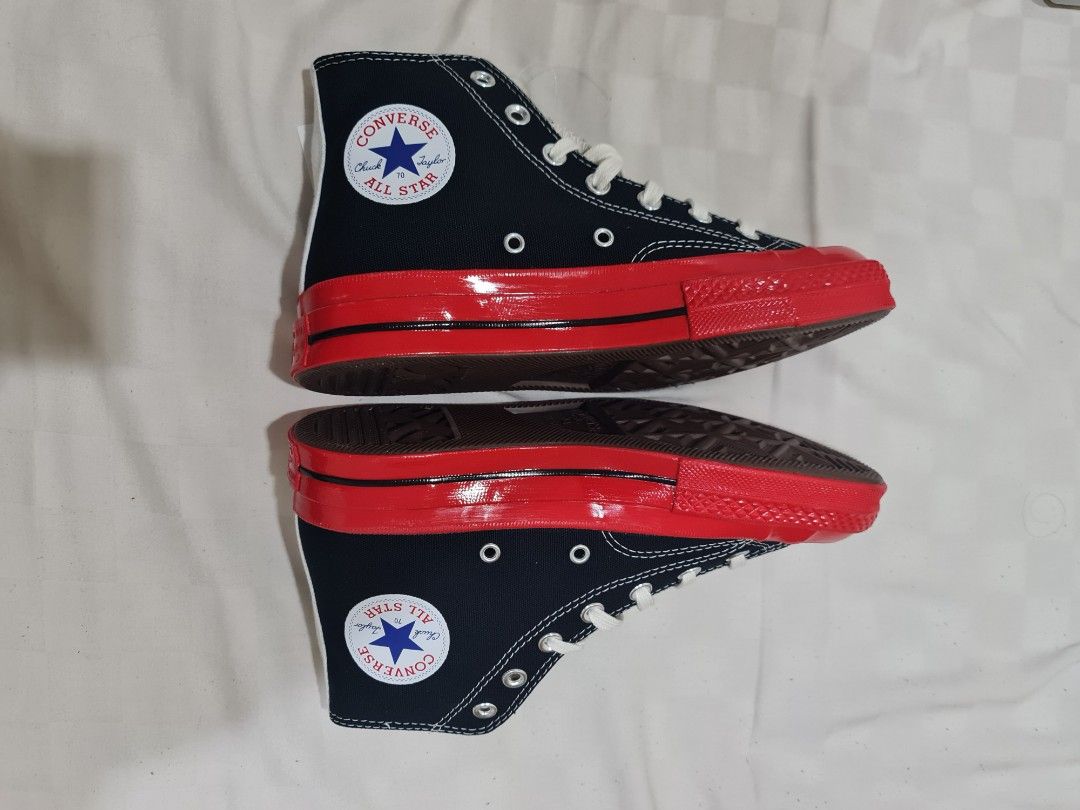 CONVERSE CDG CHUCK 70 HIGH RED, Fesyen Pria, Sepatu , Sneakers di Carousell