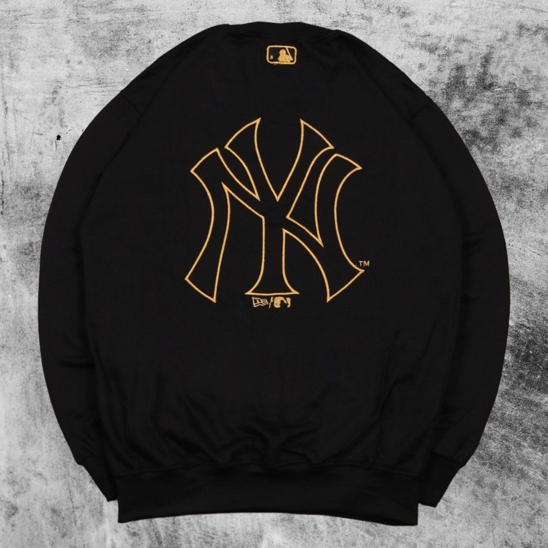 Crewneck MLB New York Yankees Big Logo Outline Hitam, Fesyen Pria ...