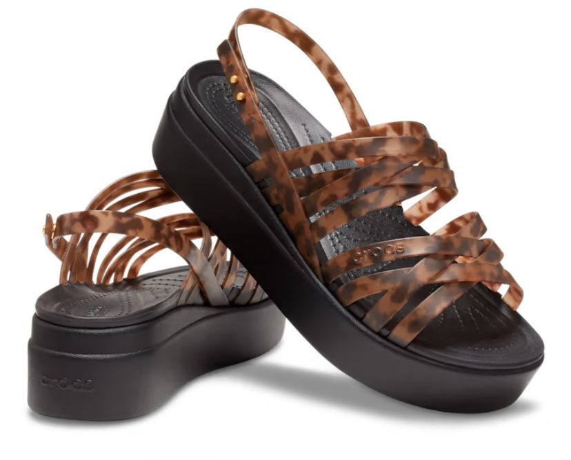 Crocs women brooklyn tortoise strappy low wedge, Women's Fashion ...
