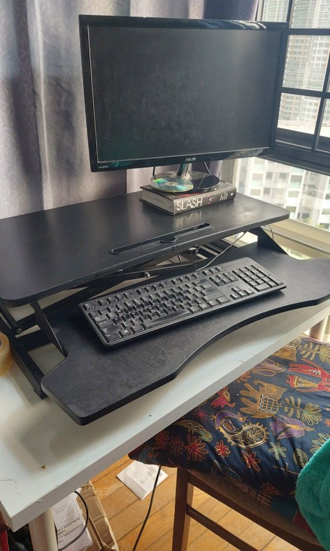 Ergonomic adjustable standing sitting desk extender, Furniture & Home ...