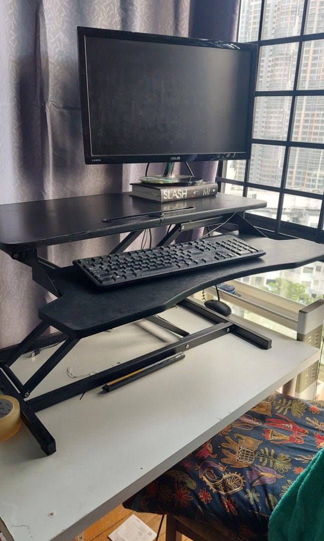 Ergonomic adjustable standing sitting desk extender, Furniture & Home ...