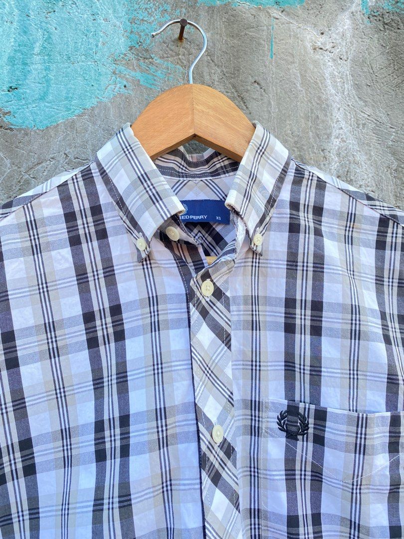 Fred Perry checkered Polo, Men's Fashion, Activewear on Carousell