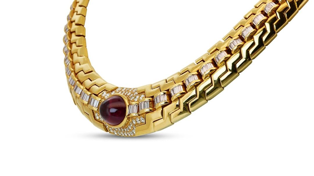 Gorgeous 18k Yellow Gold Vintage Necklace w/ 7.90 ct Natural Sapphire ...