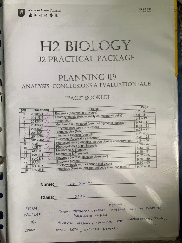 H2 Biology Practical Notes, Hobbies & Toys, Stationery & Craft ...