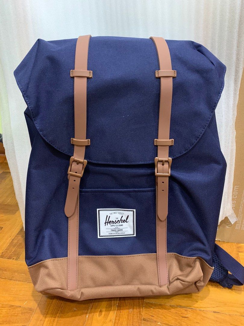 Herschel Dark Blue Backpack, Men's Fashion, Bags, Backpacks on Carousell