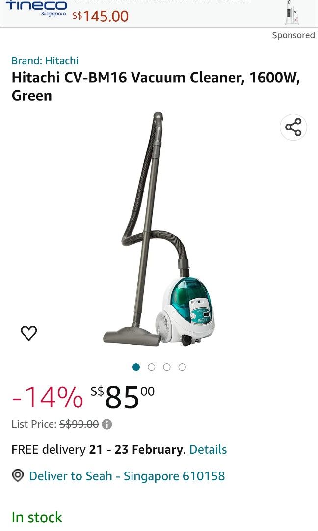 Hitachi Vacuum Cleaner - CV-BM 16 , 1600W, TV & Home Appliances, Vacuum ...