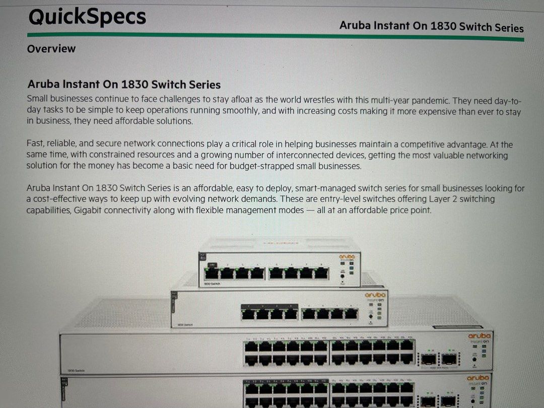 HP Aruba Instant On 1830 24G Network Switch, Computers & Tech, Parts ...