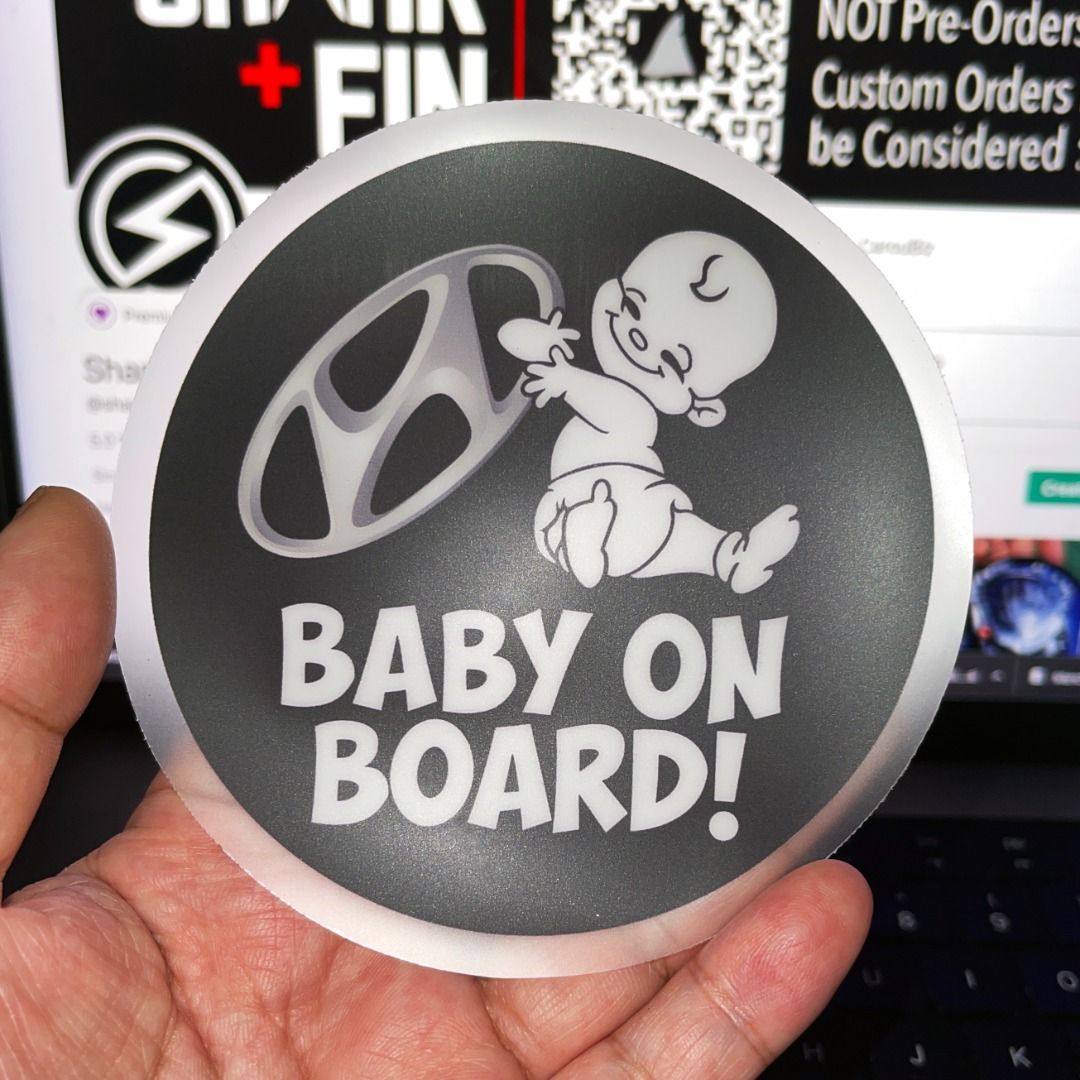 HYUNDAI Baby on Board . Static Cling Car Decals . 11cm diameter . Price ...