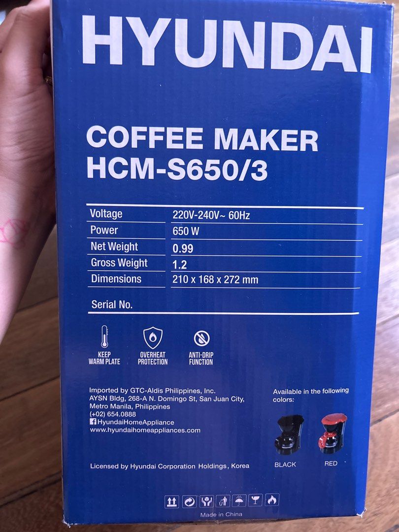 Hyundai Coffee Maker (black), TV & Home Appliances, Kitchen Appliances ...