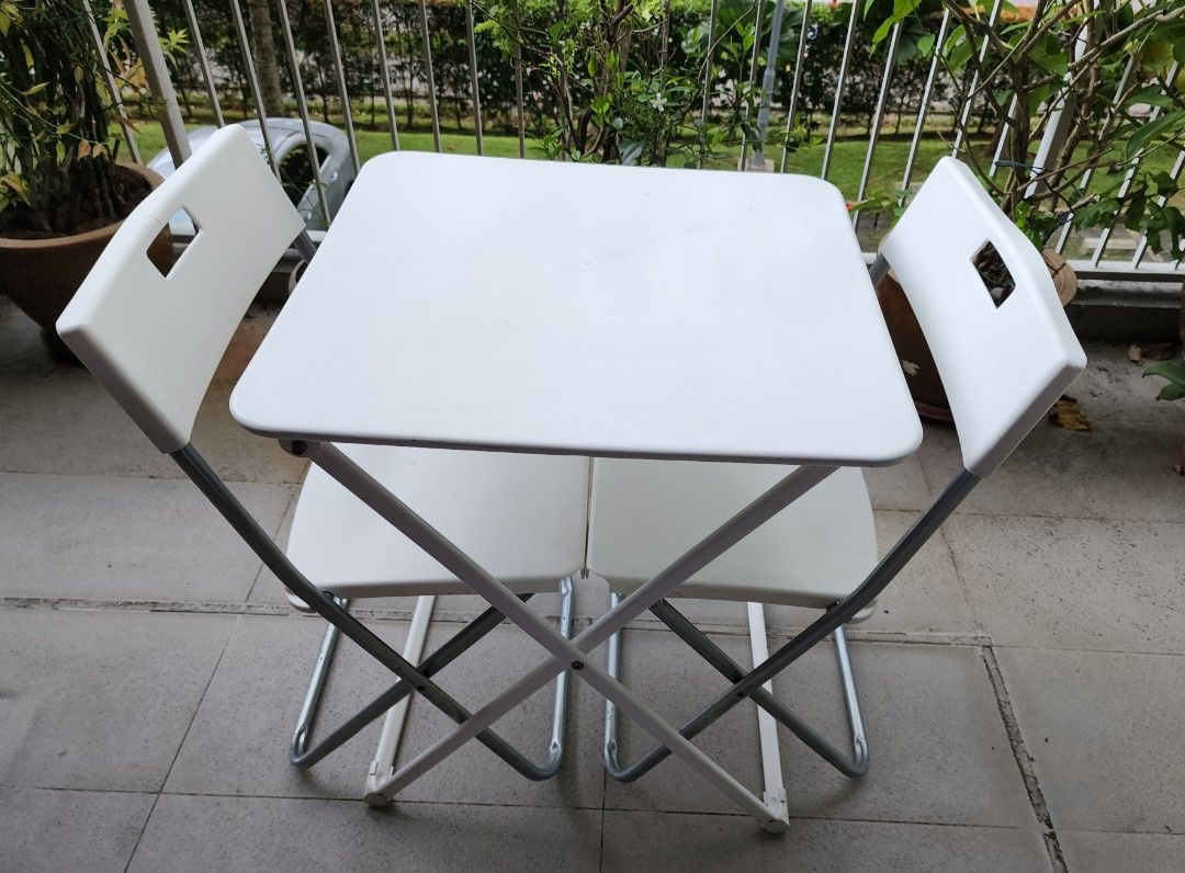 Ikea foldable table and chairs, Furniture & Home Living, Furniture ...