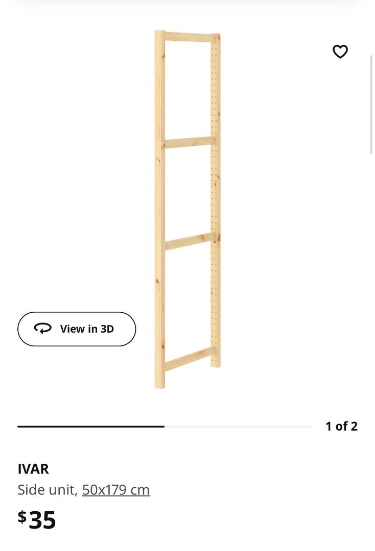 IVAR Wooden Shelving Rack (2 sections), Furniture & Home Living ...