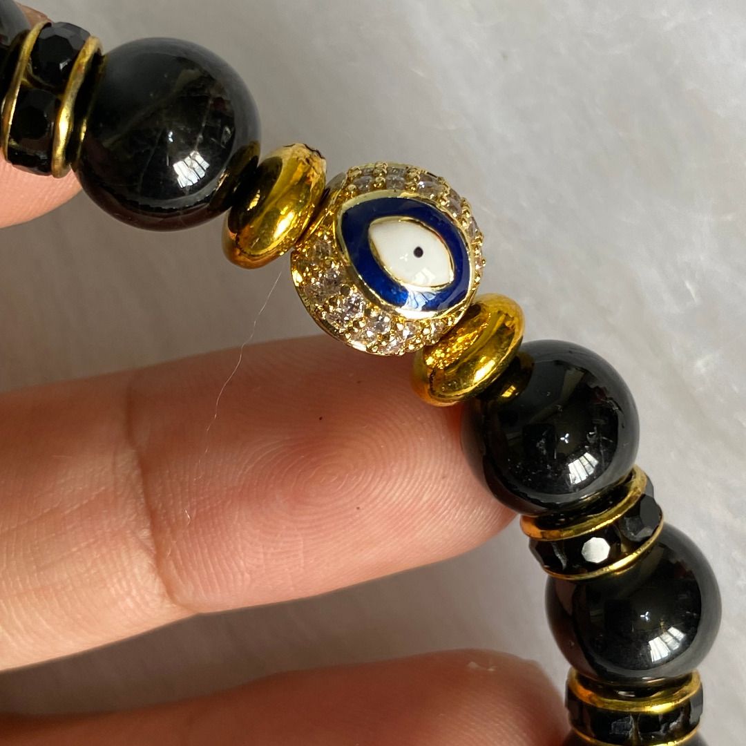Japan Black Onyx Evil Eye Bracelet, Women's Fashion, Jewelry ...