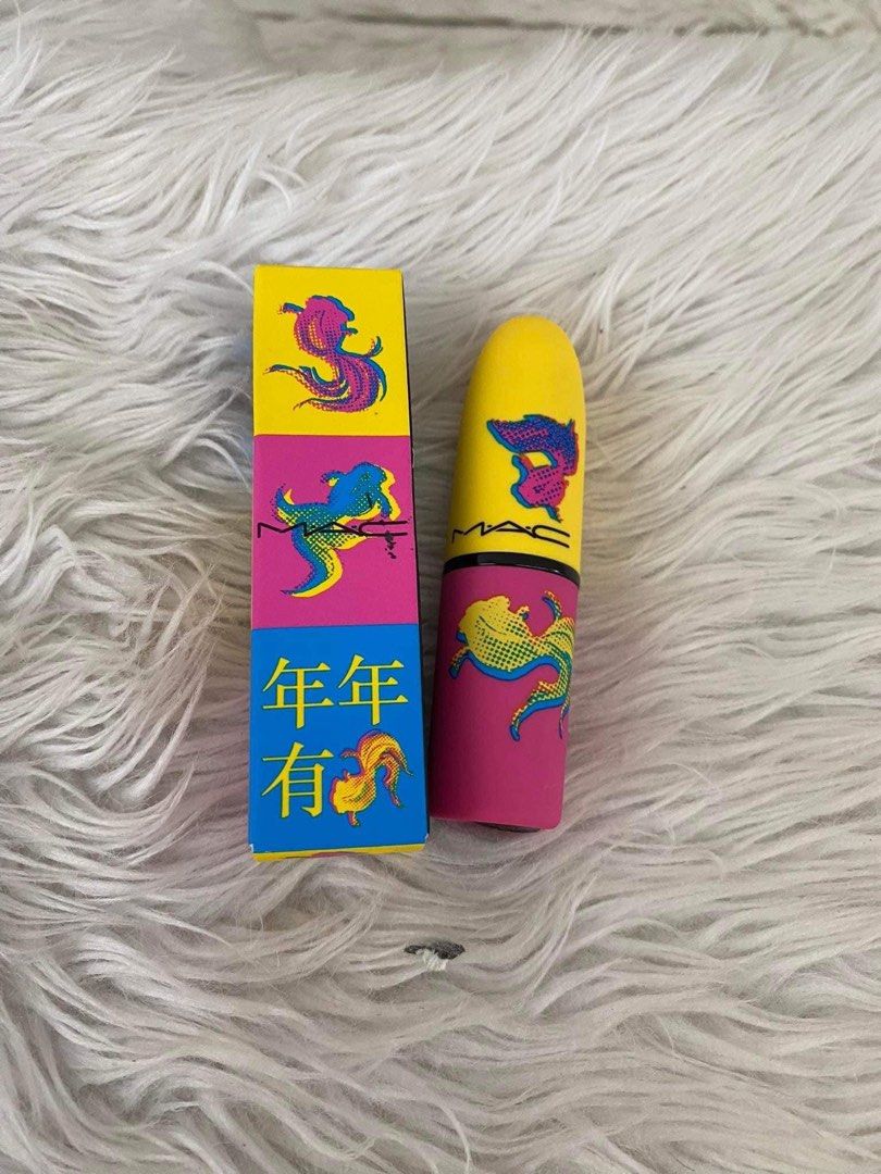 MAC Moon Masterpiece Powder Kiss Lipstick Healthy, Wealthy and Thriving (true red) on Carousell