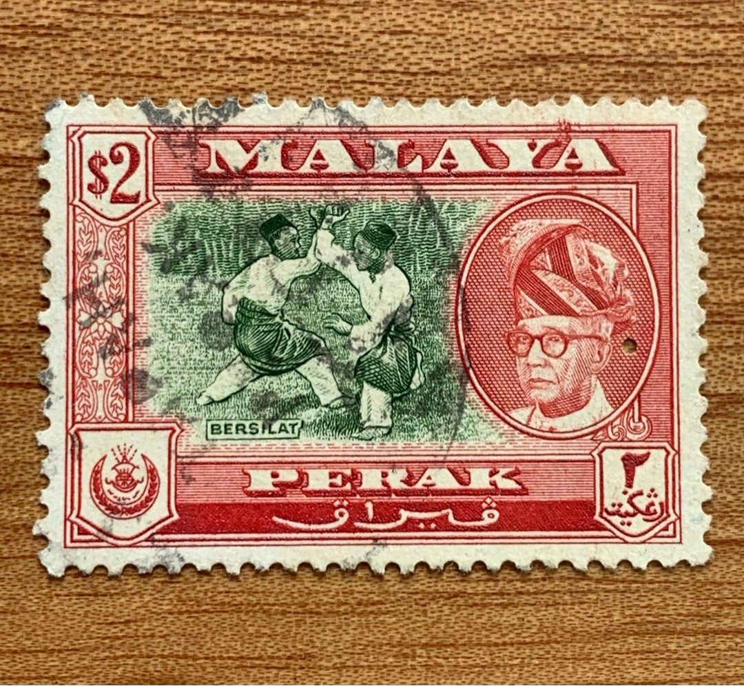 Malaya Perak $2 high value stamp small fault (pinhole), Hobbies & Toys ...