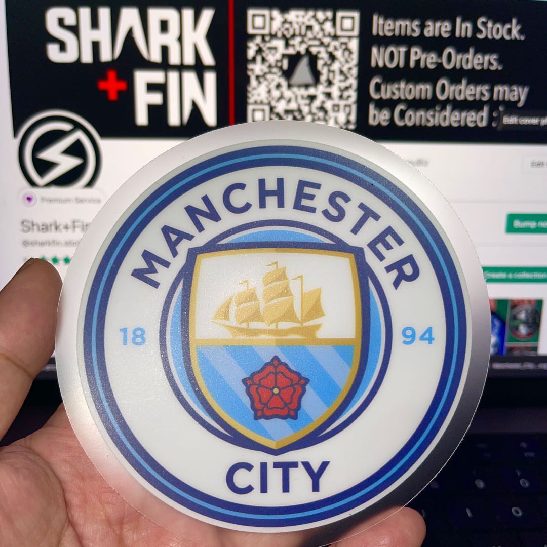 BPL / EPL Manchester City Football Club . Static Cling Car Decals ...