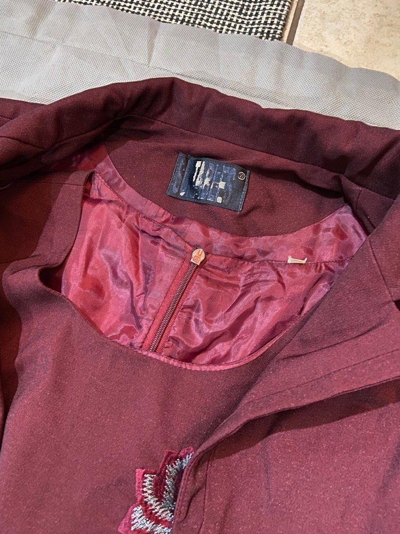 Maroon Office Set Coordinates Blazer Dress, Women's Fashion, Dresses ...