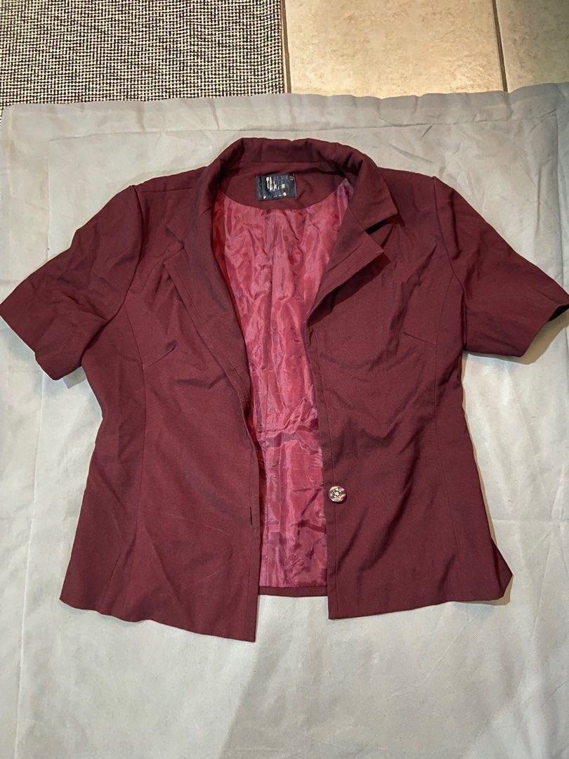 Maroon Office Set Coordinates Blazer Dress, Women's Fashion, Dresses ...
