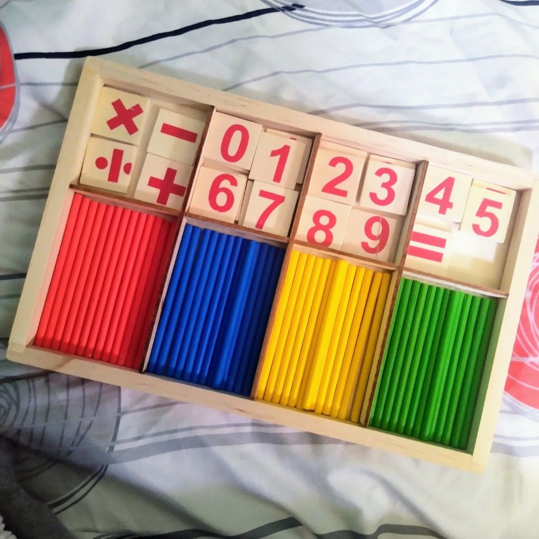 Wooden Number Cards Counting Rods Educational Set Wooden Counting ...