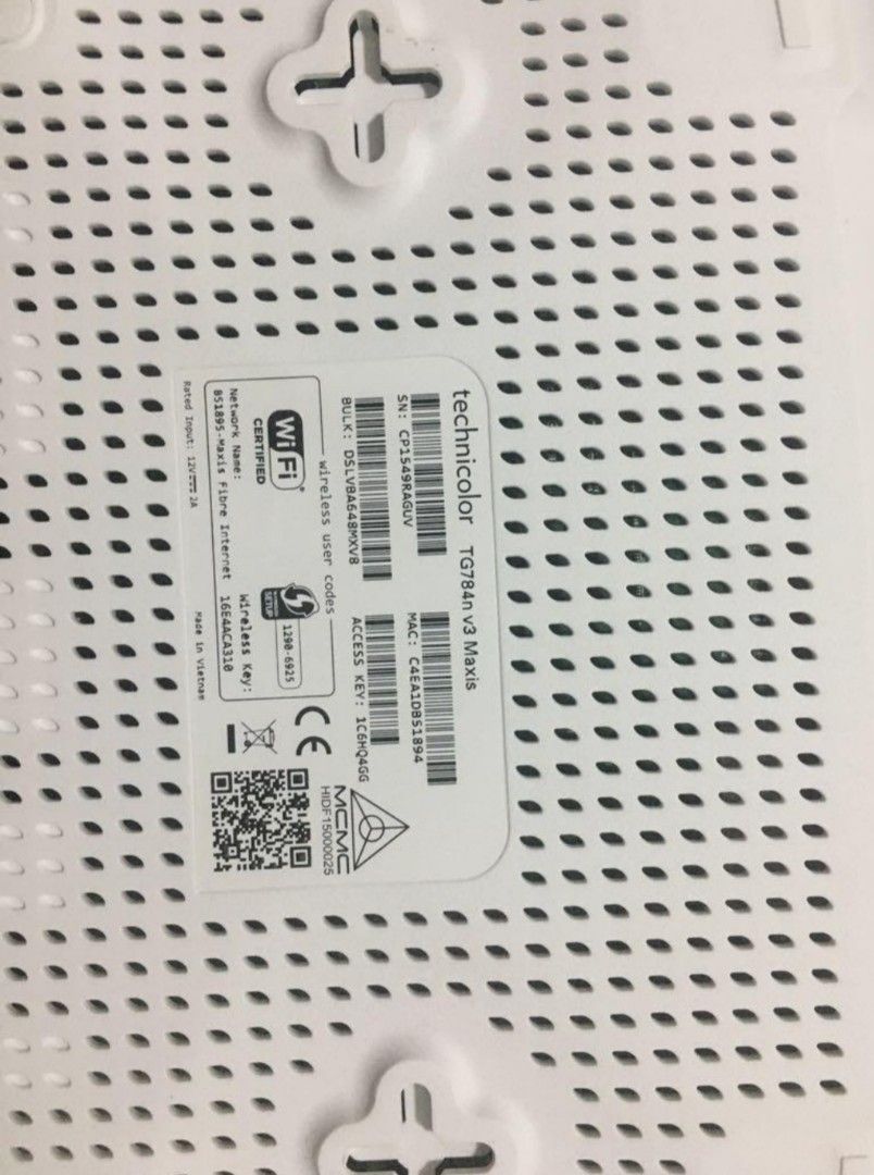 Maxis Technicolor Modem Router Model TG784nv3, Computers & Tech, Parts ...