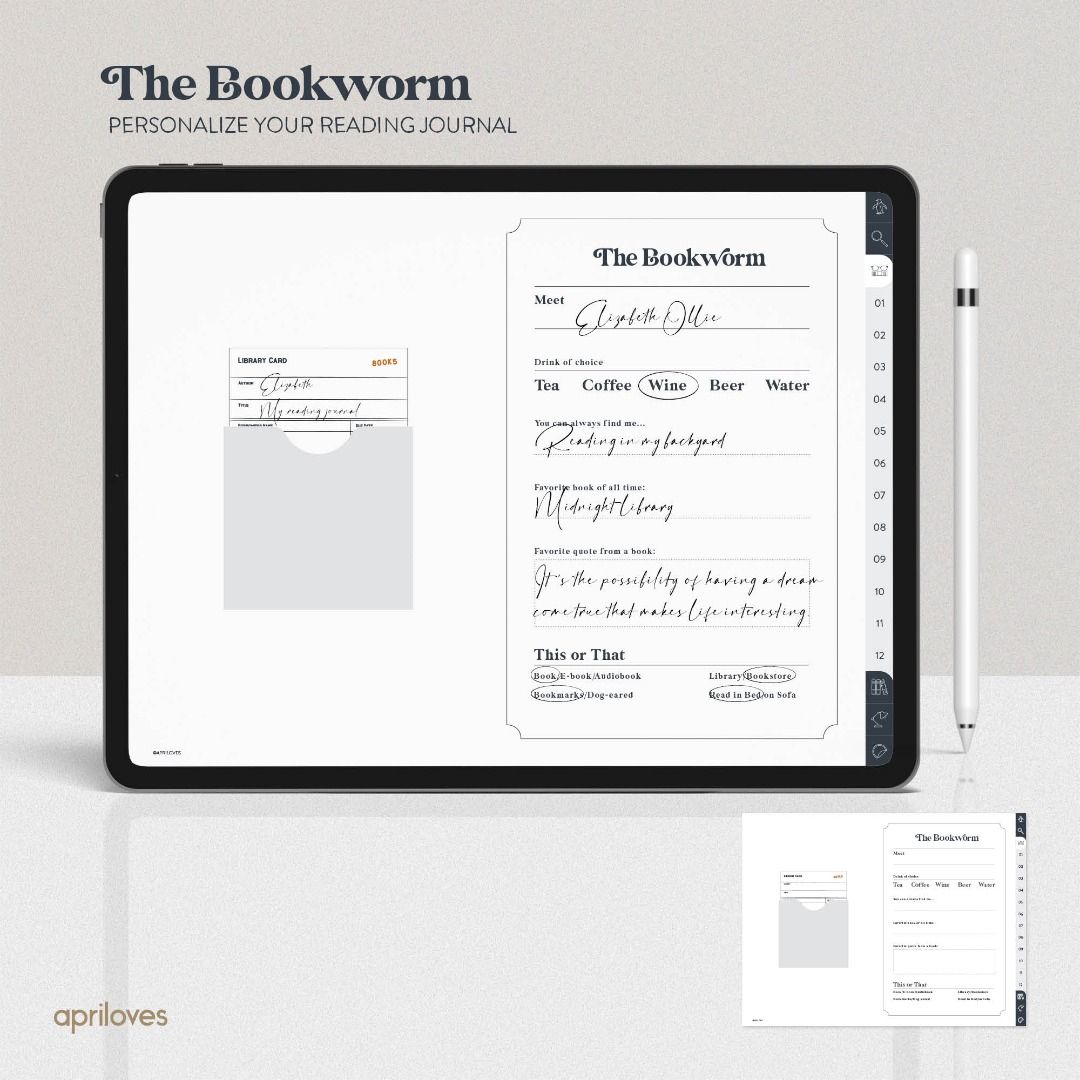 Minimalist Digital Book Journal, Landscape Reading Log for GoodNotes ...
