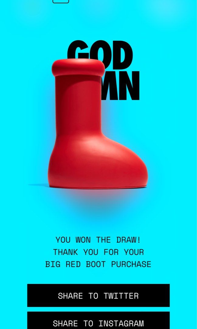 MSCHF BRB Big Red Boots, Men's Fashion, Footwear, Sneakers on Carousell