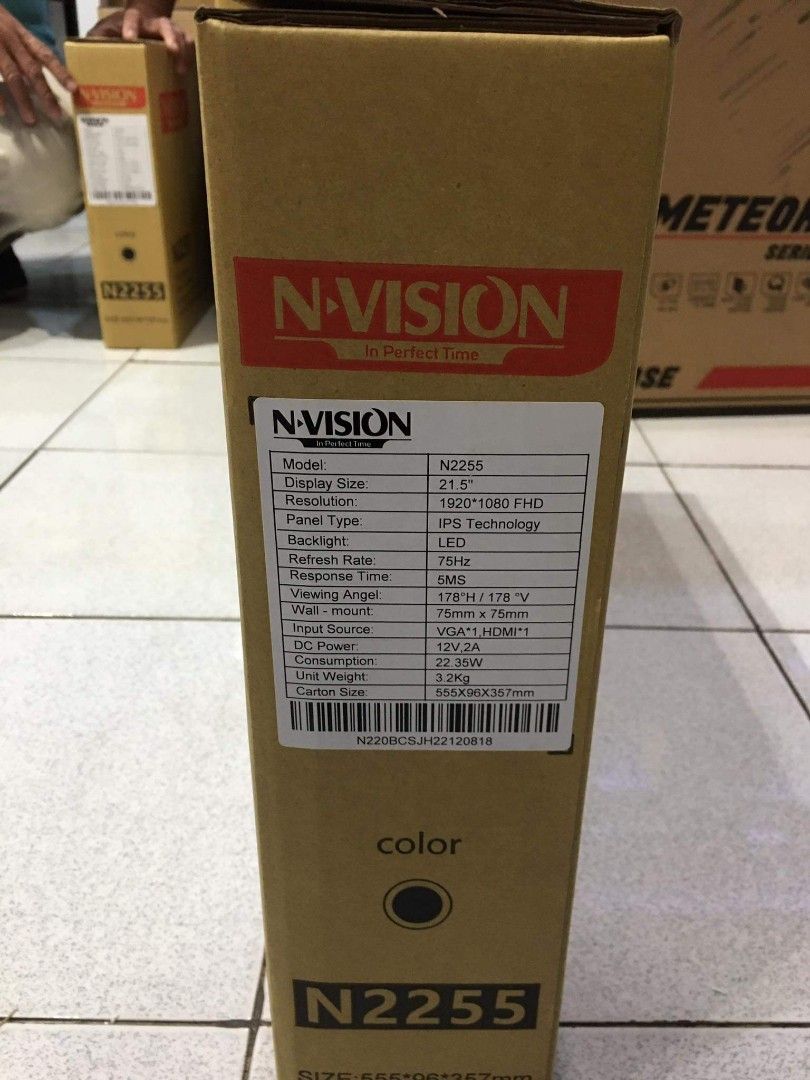 Nvision 21.5" IPS Panel 75Hz LED Monitor Narrow Bezel FHD VGA HDMI ...