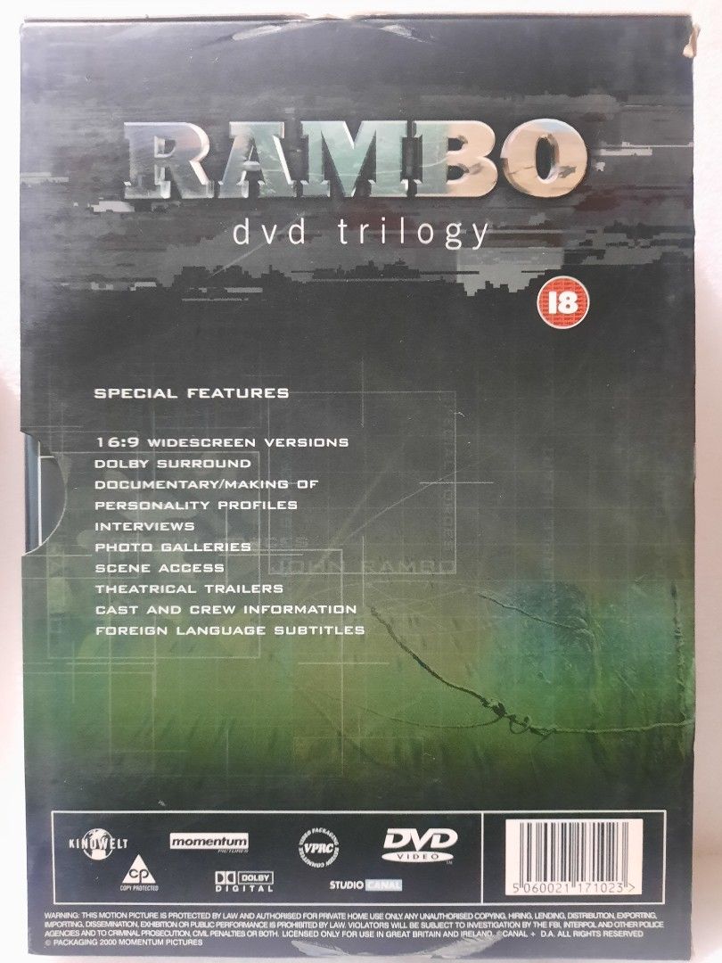 RAMBO DVD TRILOGY, Hobbies & Toys, Music & Media, CDs & DVDs on Carousell