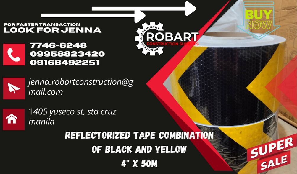 Reflectorized tape combination of black and Yellow 4" x 50M, Commercial ...