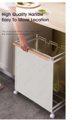 Rolling Sorter-Garbage Storage Basket On Wheels Steel Garbage Bag ...