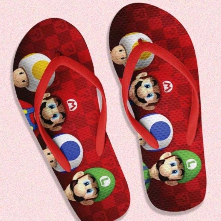 Sandal mario bros sandal jepit karakter mario bros, Fesyen Pria, Sepatu , Sandal di Carousell