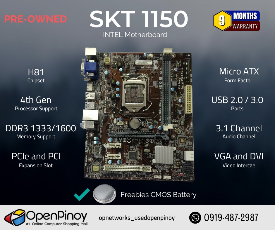 SKT 1150 Intel Motherboard 4th Gen Processor | Pre-Owned, Computers ...