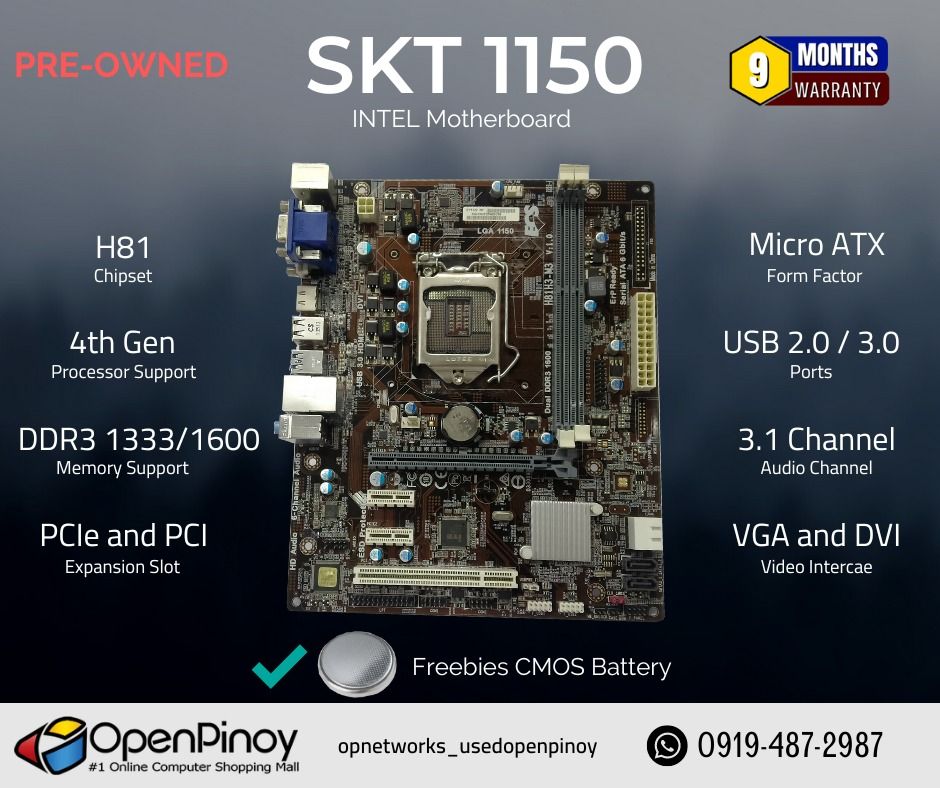SKT 1150 Intel Motherboard 4th Gen Processor | Pre-Owned, Computers & Tech, Parts & Accessories ...