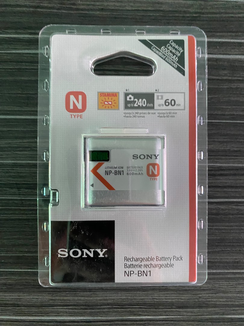 Sony NP-BN1 Rechargeable Lithium-ion Battery Pack (3.6V, 600mAh), Photography, Photography ...