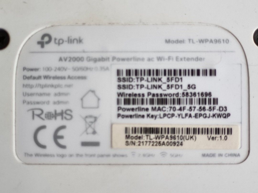 Tp Link Tl Wpa9610 Kit Av2000 Gigabit Powerline Ac Wi Fi Kit Computers And Tech Parts
