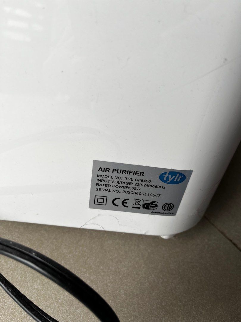 Tylr Air purifier hepa filtration, TV & Home Appliances, Air Purifiers ...